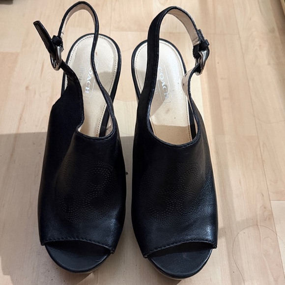 Coach | Shoes | Coach Black Peeptoe Slingback Heels | Poshmark